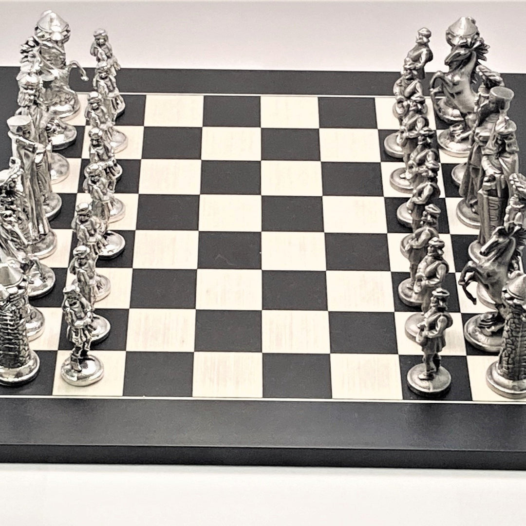 Mullingar Pewter Medieval Pewter Chess Set with Board